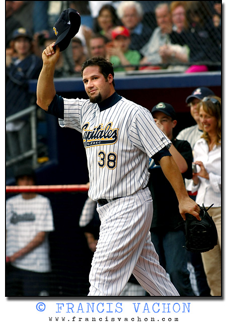 Éric Gagné pitches his fist start with Les Capitales de Québec ...